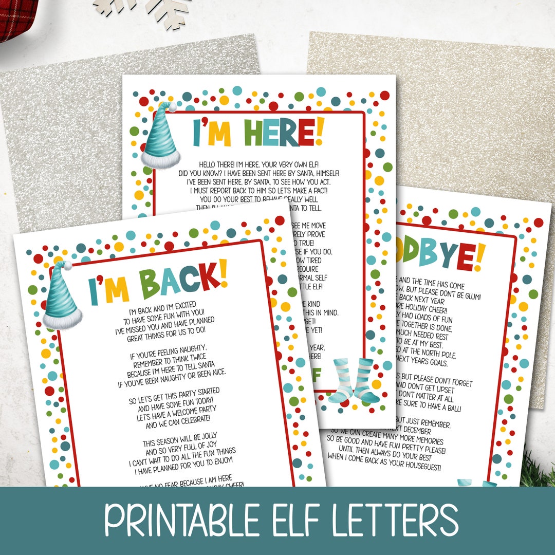 Printable Elf Welcome Note. Christmas Arrival Letter, Goodbye Card, I'm ...