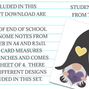 Gnome End of Year Student Cards: Last Day of School Notes (digital ...