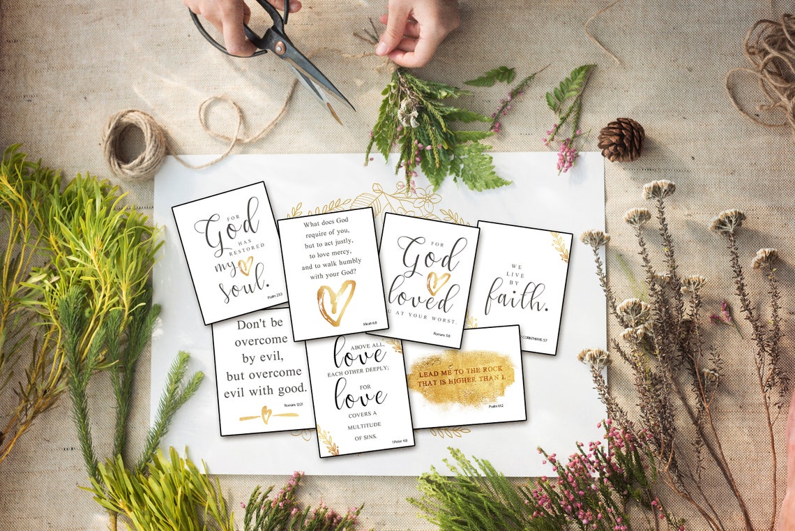 Printable Scripture Cards, Gold and Black Prayer Journal Cards for ...