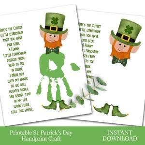 St. Patrick's Day Handprint Art for Kids, DIY Leprechaun Craft for ...