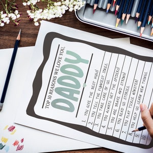 Daddy Top 10 List, Ten Reasons I Love You, Fathers Day Gift From ...
