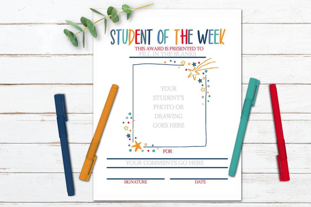 Star of the Week Certificate, Classroom Printable for Teacher, Student ...