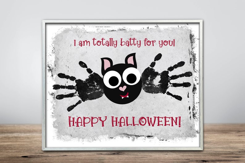 Halloween Handprint Crafts, Bat Craft, DIY Halloween Card, Kids ...