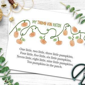 Ten Little Pumpkins Thumbprint Art, Preschool Printable, Kindergarten ...