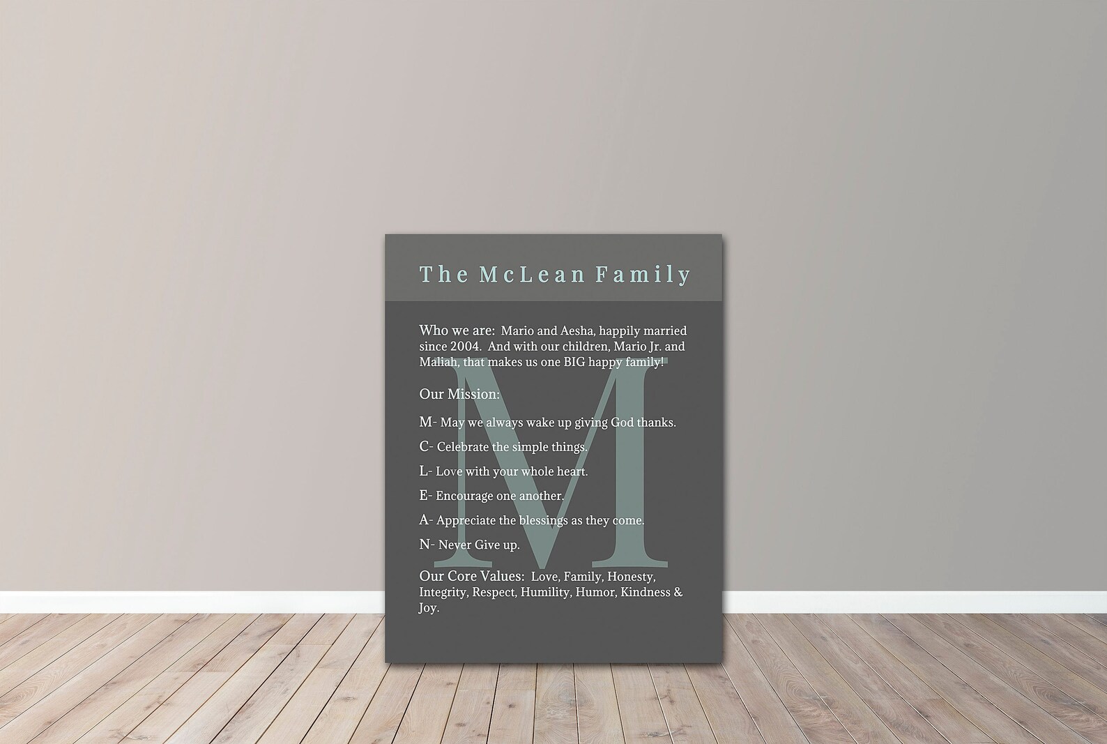 Personalized Family Mission Statement, Printable Family Rules, Unique ...