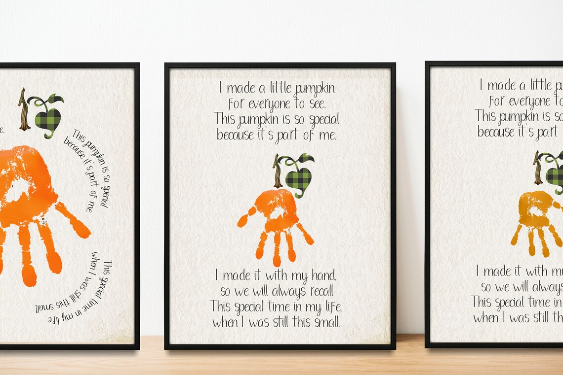 Fall Handprint Craft Pumpkin Art for Kids Thanksgiving - Etsy