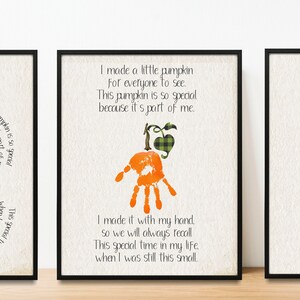 Fall Handprint Craft, Pumpkin Art for Kids, Thanksgiving Decor ...