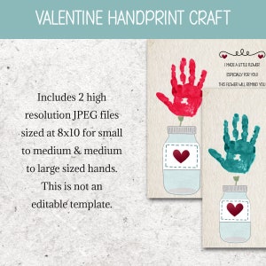 Valentine Handprint Art, Mason Jar & Flower Craft, Preschool Printables ...