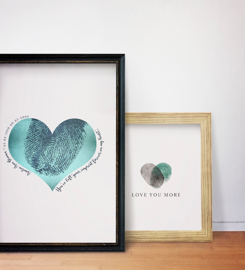 Memorial Thumbprint Art Fingerprint Heart Keepsake Using - Etsy