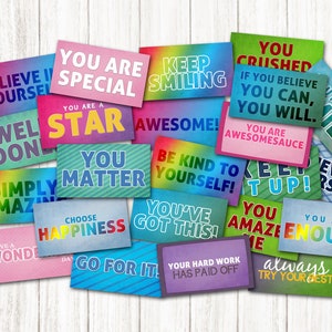 Lunch Box Notes for Children, Printable Kindness Cards for Kids, Happy ...