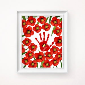 Remembrance Day Craft Kids DIY Handprint Art Poppy Poster - Etsy Canada