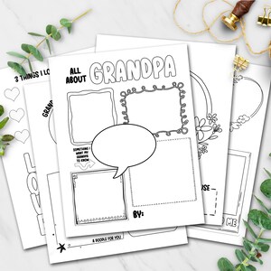 Printable All About Grandpa Book, Fathers Day Craft Idea, Personalized ...