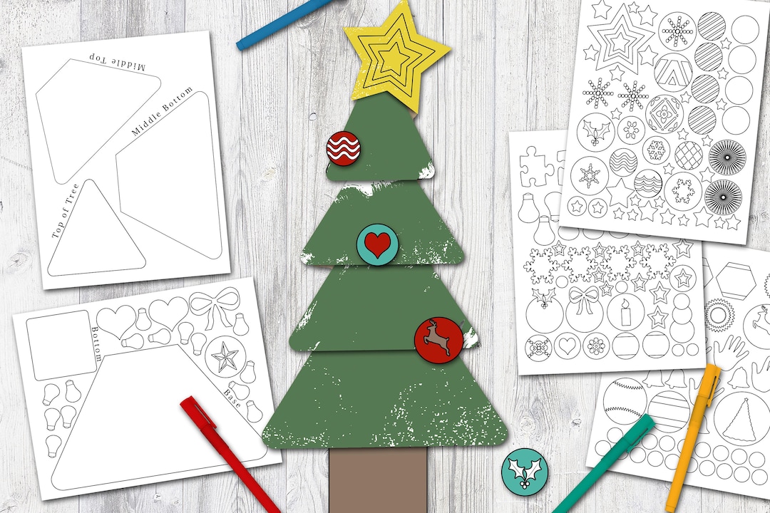 DIY Christmas Tree Template, Kindergarten Craft, Toddler Preschool Art ...