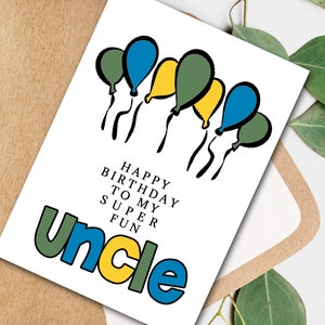 UNCLE Birthday Card, DIY Coloring Card Activity, Children's Homeschool ...