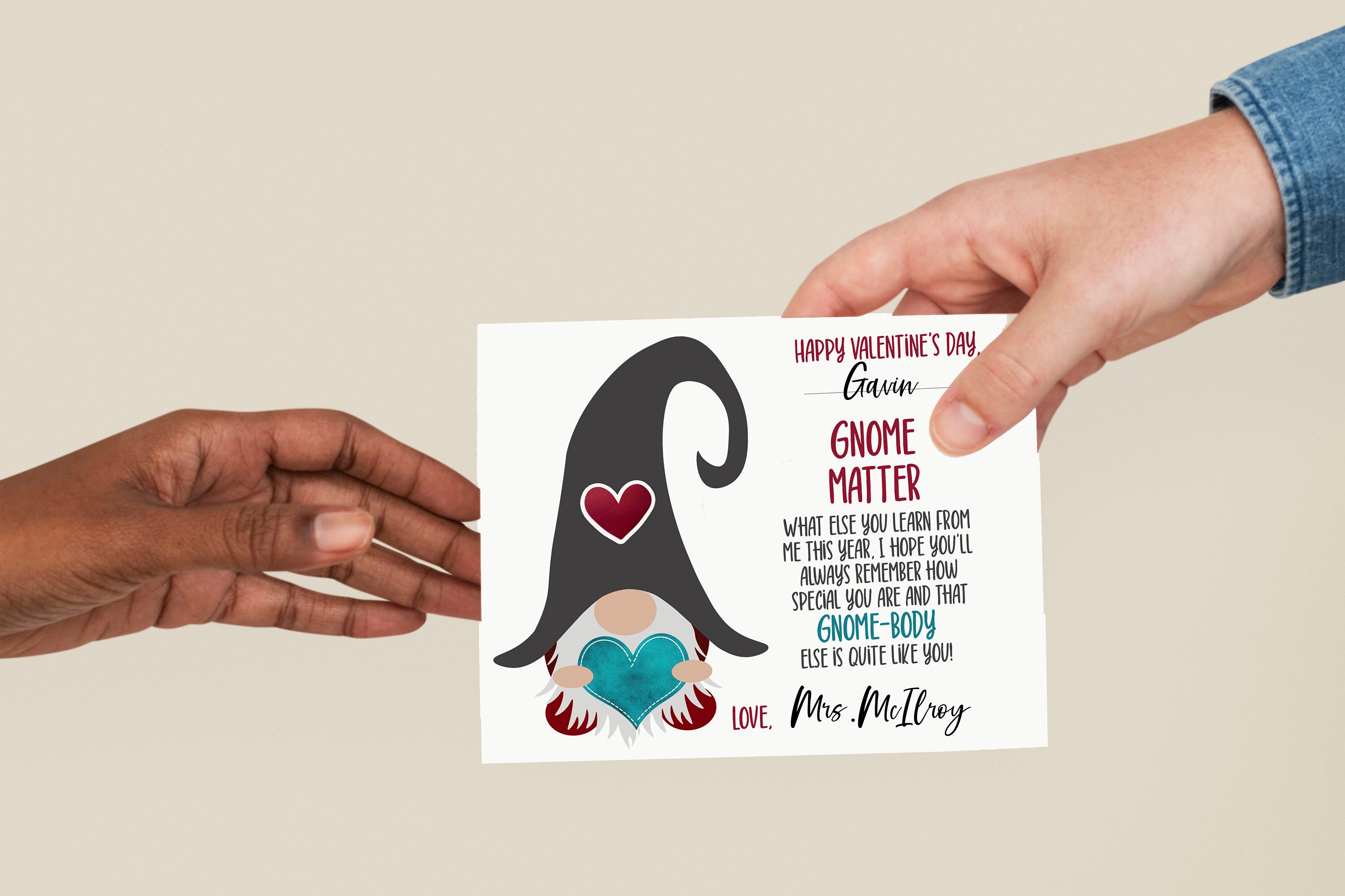 Gnome Valentine's Day Cards for Students From Teacher | Etsy