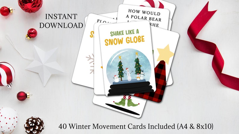 Winter Action Cards: Christmas Gross Motor Skills Movement Prompts ...