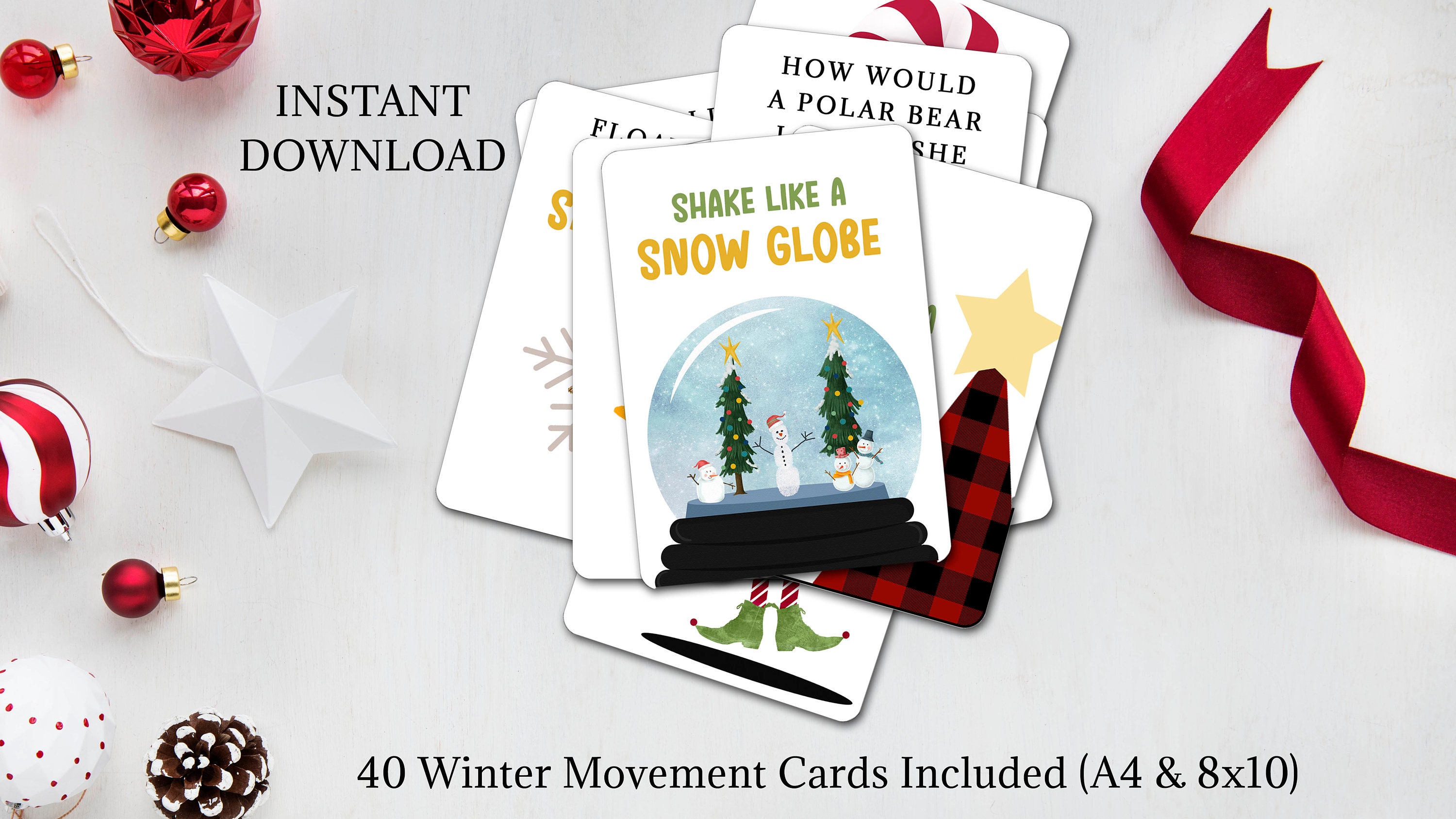 Winter Movement Cards Preschool Activity Christmas Action - Etsy