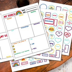 Kids Printable Vision Board Kit, Homeschool Worksheets for Kids, Goal ...