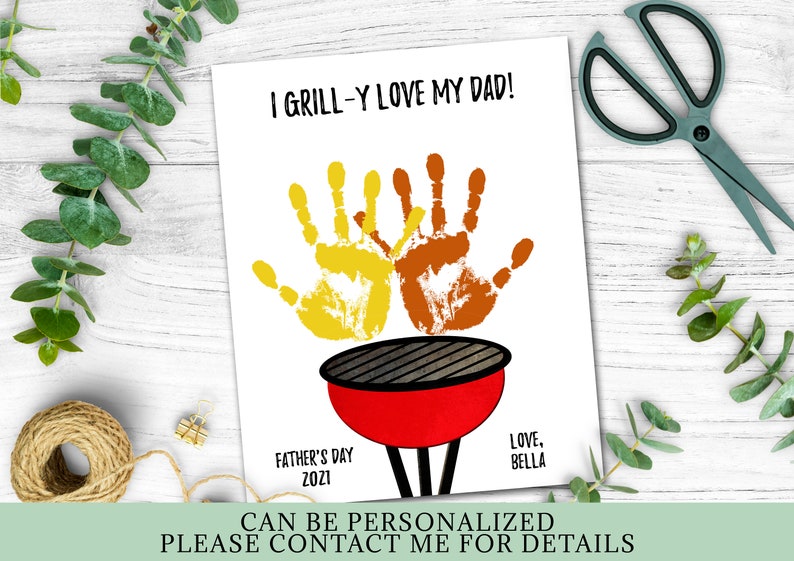 Dad Handprint Art Printable Father's Day Card for Dad | Etsy