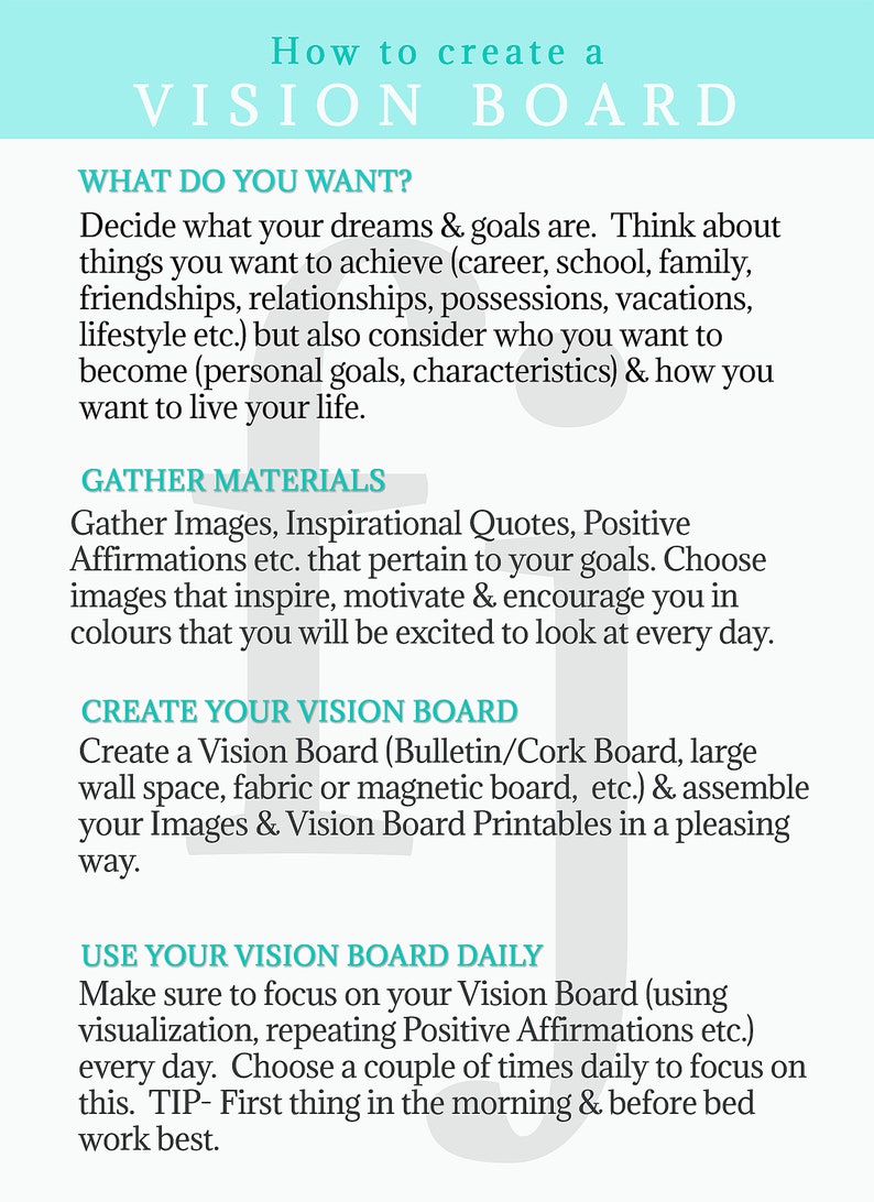 Printable Vision Board Cards Growth Mindset Meditation - Etsy