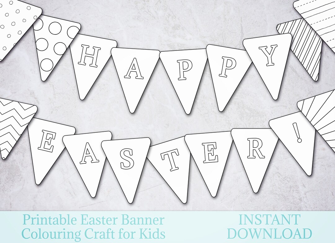 Printable Easter Banner for Kids, Homeschool Colouring Activity for ...