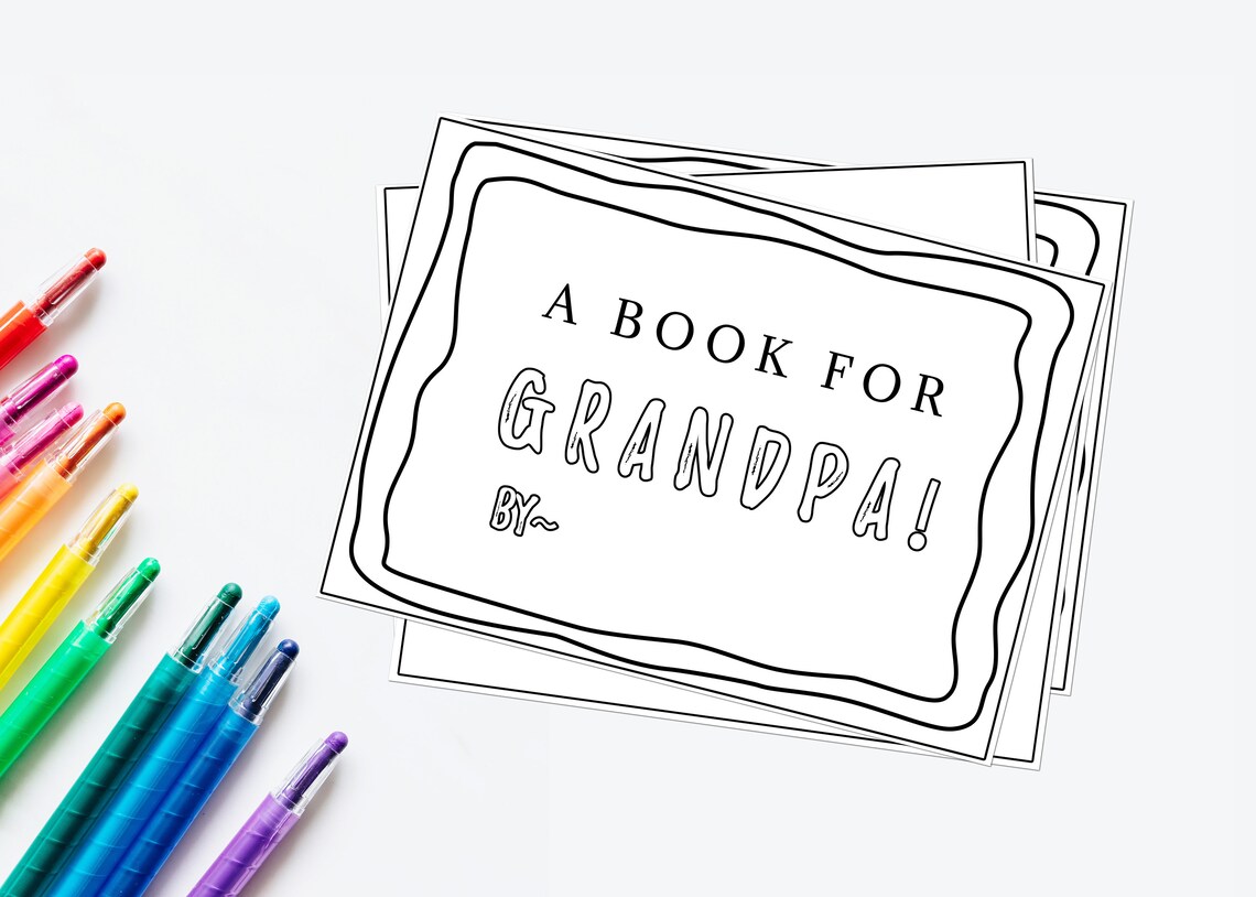 Printable Book Grandpa Kids Coloring Pages Personalized - Etsy Canada