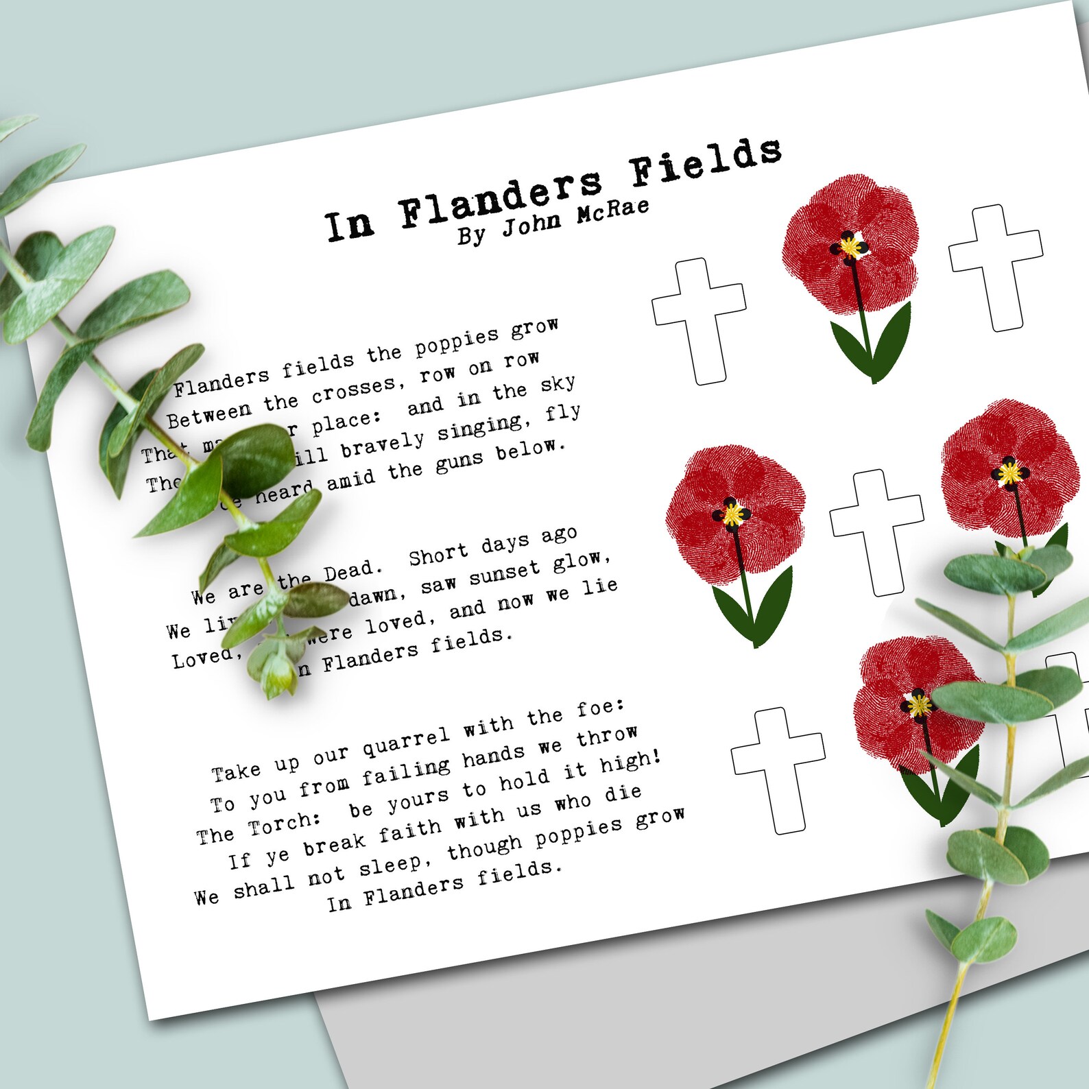 Veterans Day Handprint Crafts for Kids DIY Poppy Art - Etsy