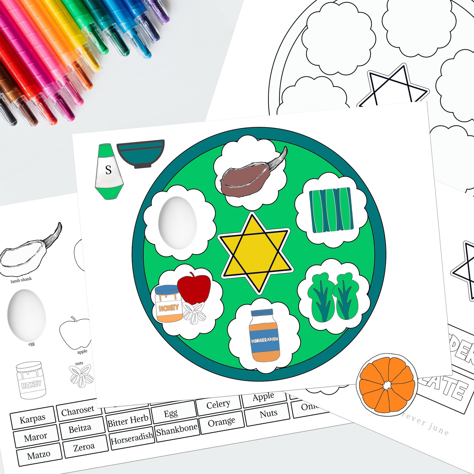 Seder Plate Activity for Kids Passover Colouring Pages DIY | Etsy