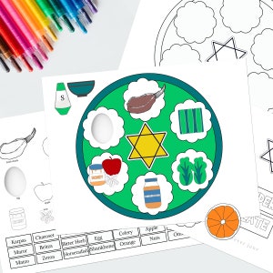 Seder Plate Activity for Kids, Passover Colouring Pages, DIY Jewish ...