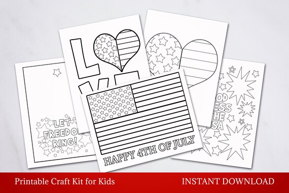 4th of July Printable American Flag Craft Kit for Kids | Etsy