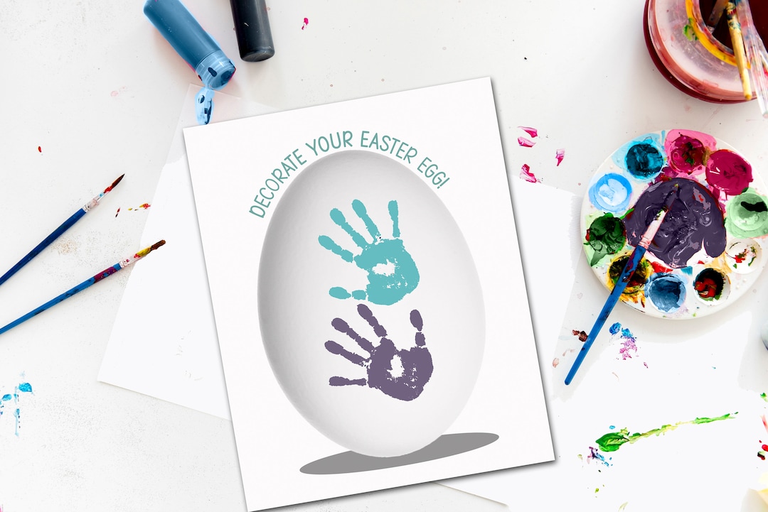 Easter Egg Handprint Craft: DIY Kids Fingerprint Art Activity (digital ...