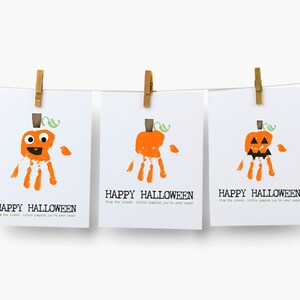 DIY Handprint Art, Halloween Decor, Pumpkin Print, Halloween Party ...