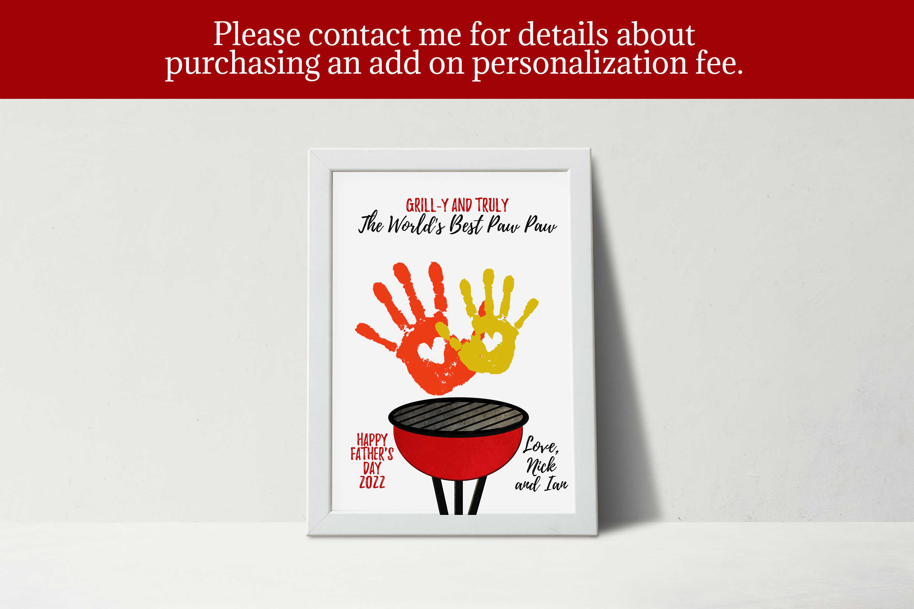 Father's Day Handprint Grill Gift for Grandpa: Kids DIY Craft (digital ...