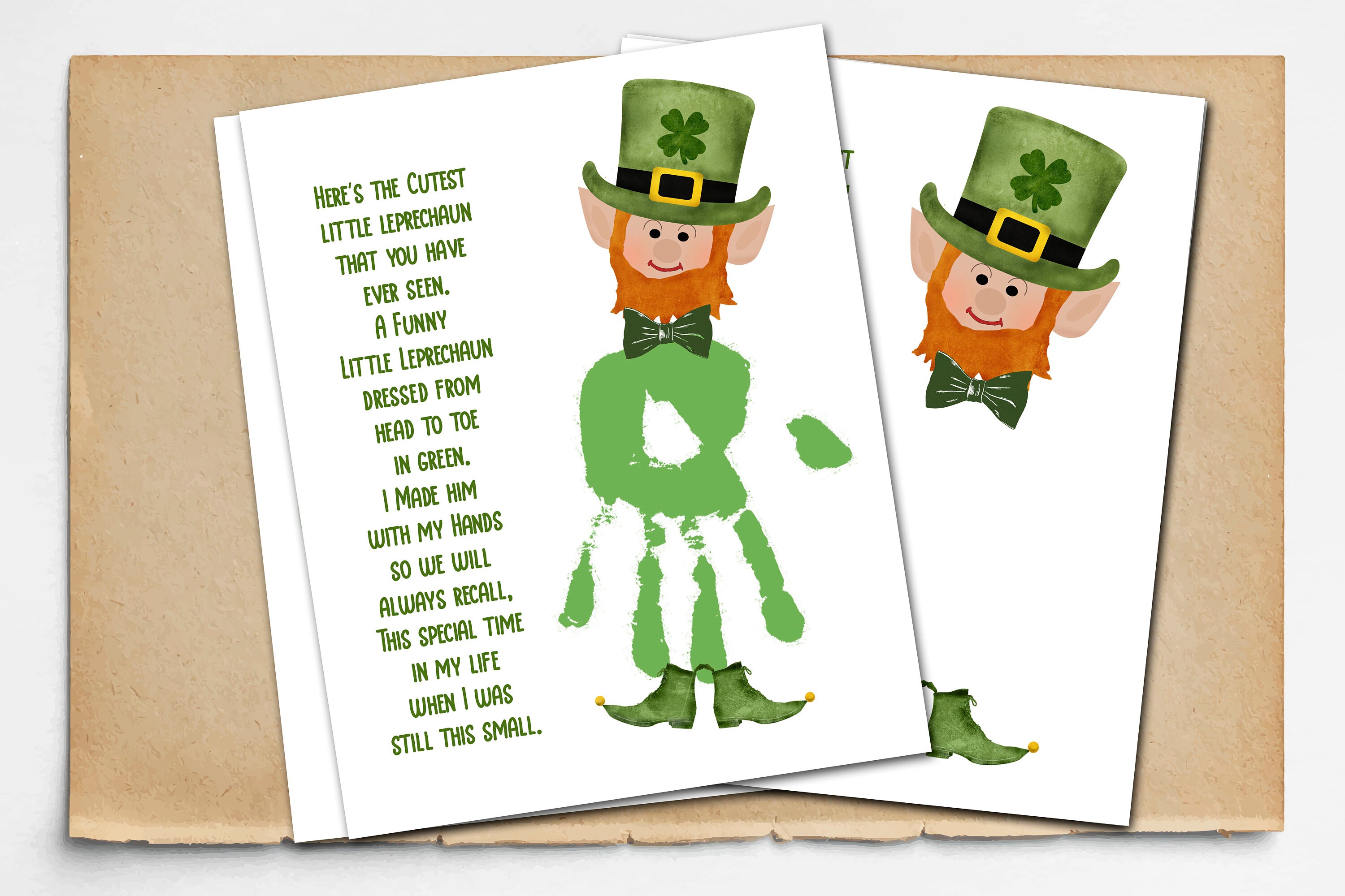 St. Patrick's Day Handprint Art for Kids DIY Leprechaun - Etsy