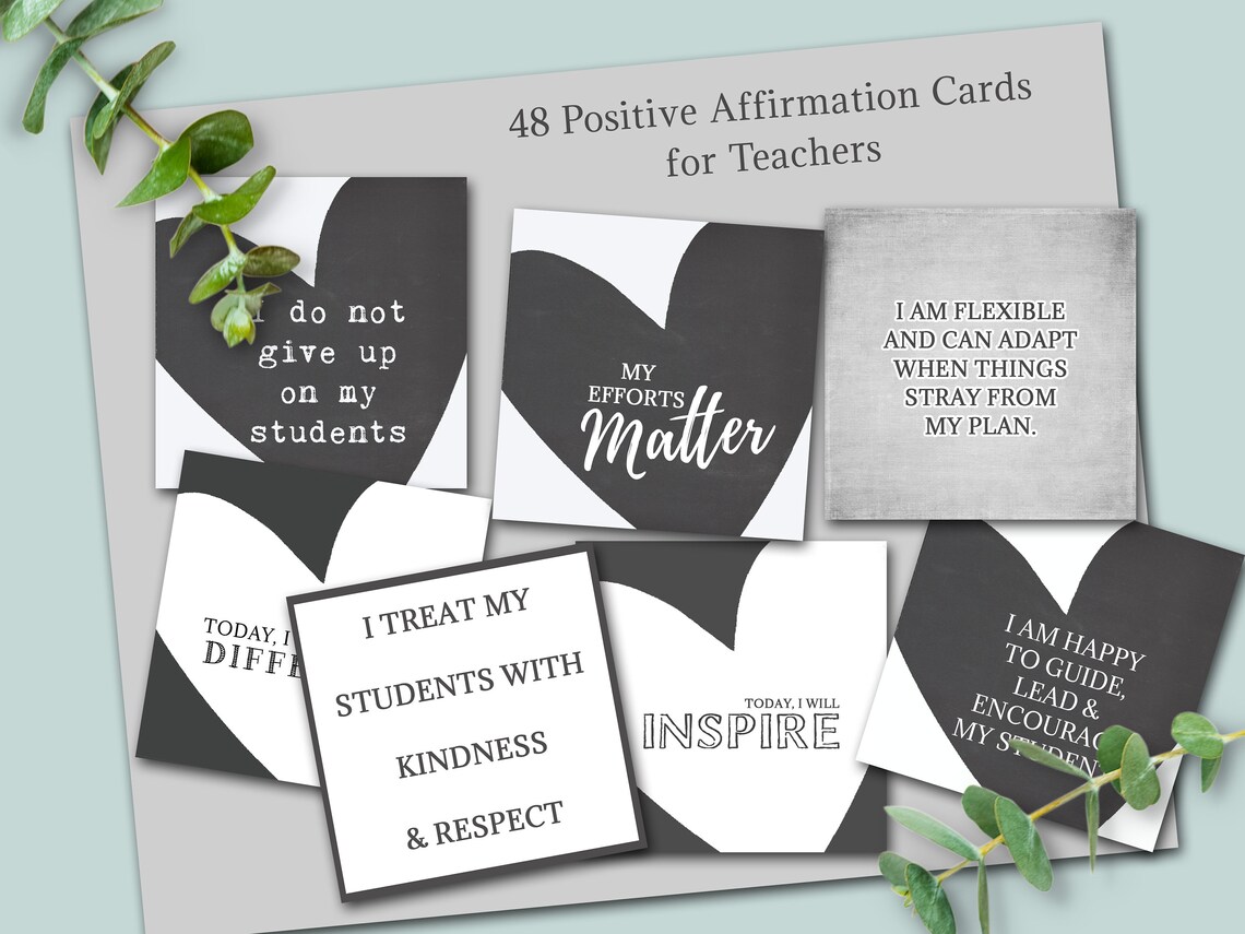 Teacher Affirmation Cards: Positive Daily Inspiration (digital Download ...
