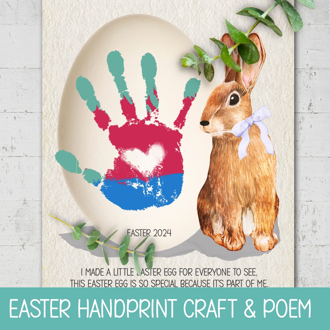Easter Bunny DIY Craft & Poem, Kids Handprint Art, Decorate an Easter ...
