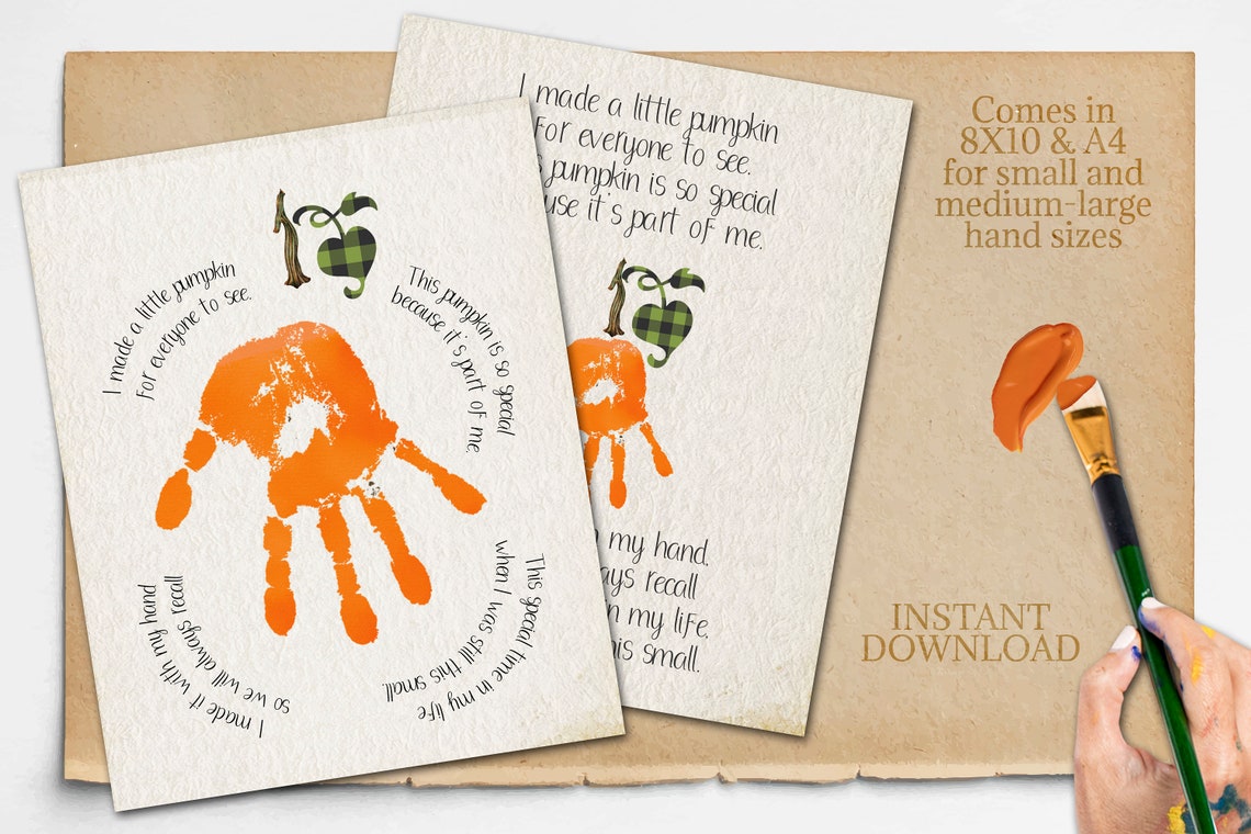 Fall Handprint Craft Pumpkin Art for Kids Thanksgiving - Etsy