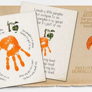 Fall Handprint Craft, Pumpkin Art for Kids, Thanksgiving Decor ...