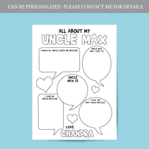 Uncle Gifts, Printable Uncle Birthday Card From Niece, Personalized ...