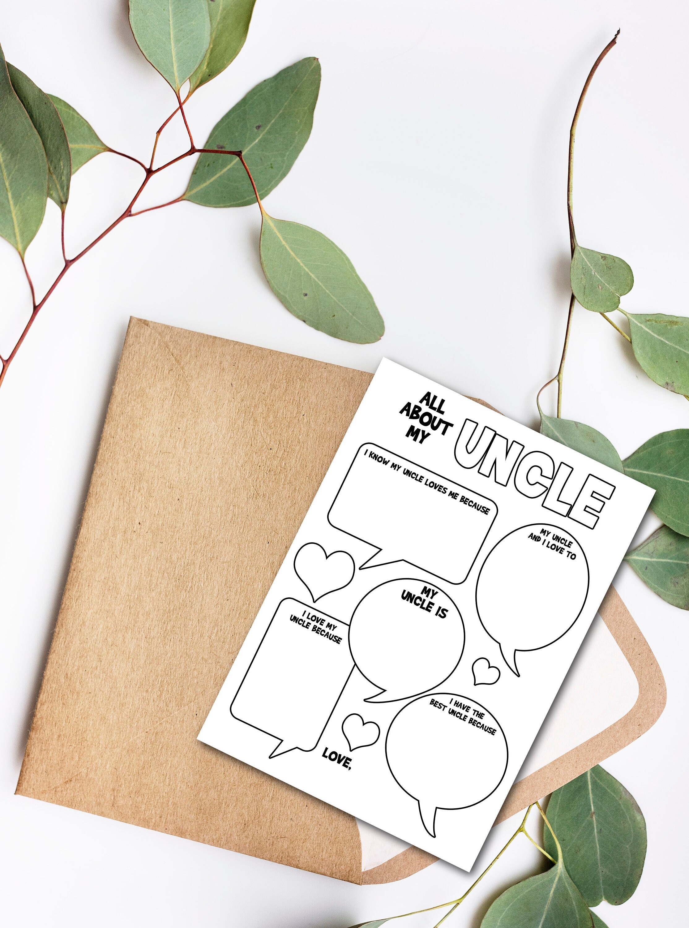 Uncle Gifts Printable Uncle Birthday Card From Niece | Etsy