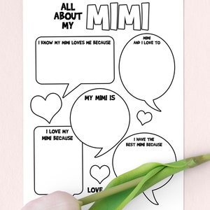 Printable Mimi Card, Personalized Mothers Day Cards for Mimi, Instant ...