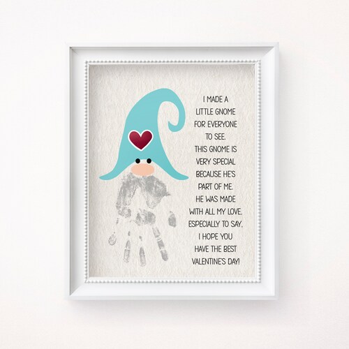 Valentine's Day Gnome Printable Kids' Handprint - Etsy