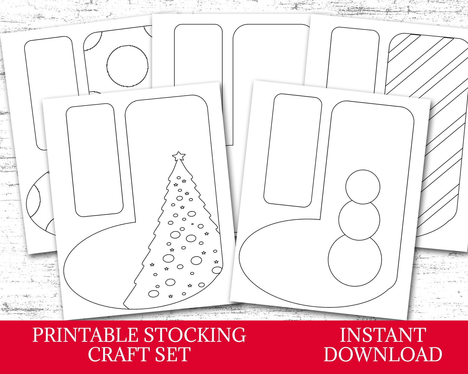 Printable Christmas Crafts for Kids, Stocking Template, Kindergarten ...