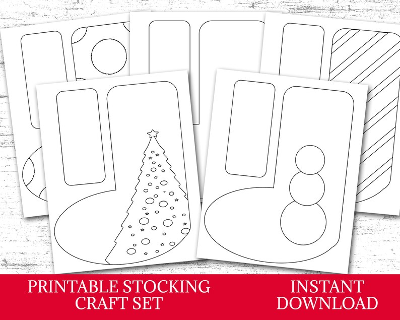 Printable Christmas Crafts for Kids, Stocking Template, Kindergarten ...