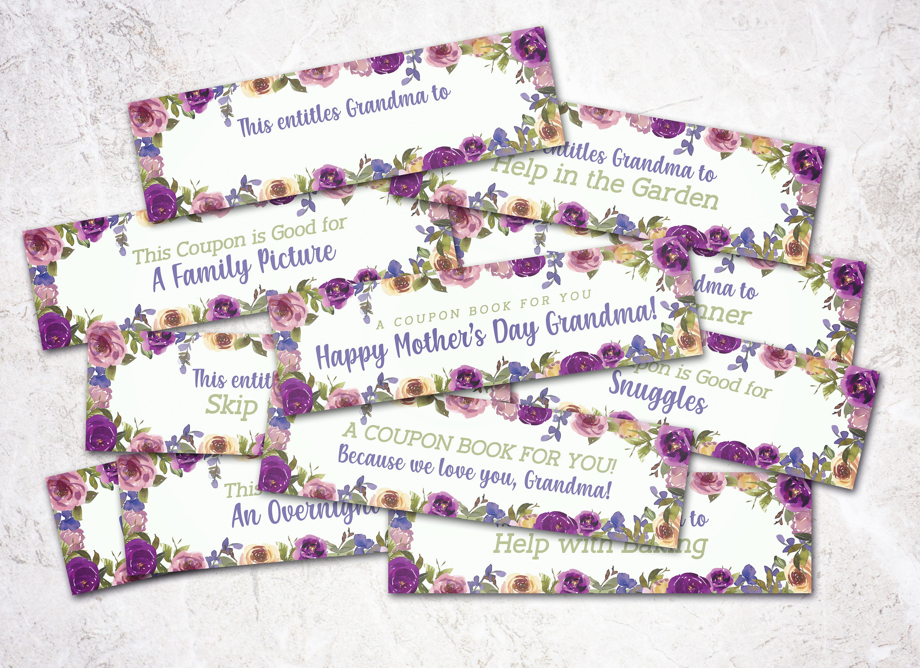 Printable Coupon Book for Grandmother Birthday Gift From | Etsy