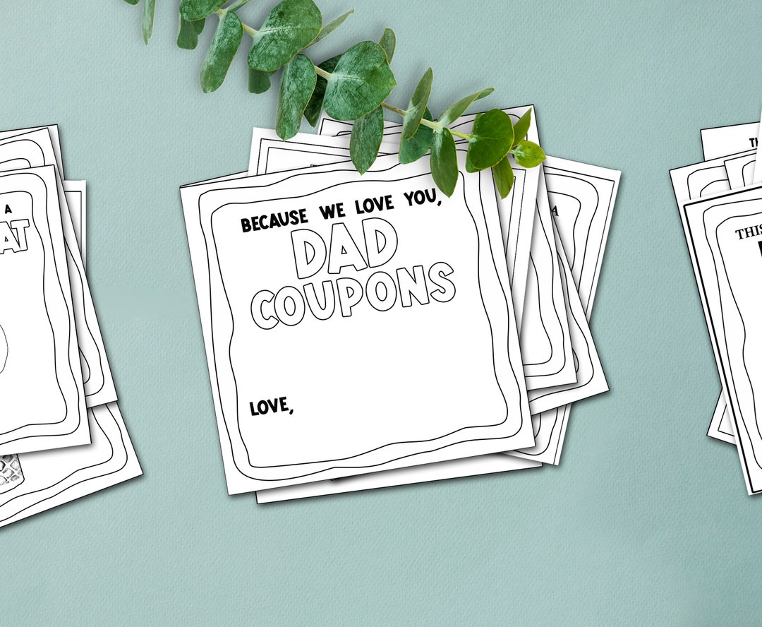 Cupones imprimibles para papá, regalo personalizado del día del padre ...
