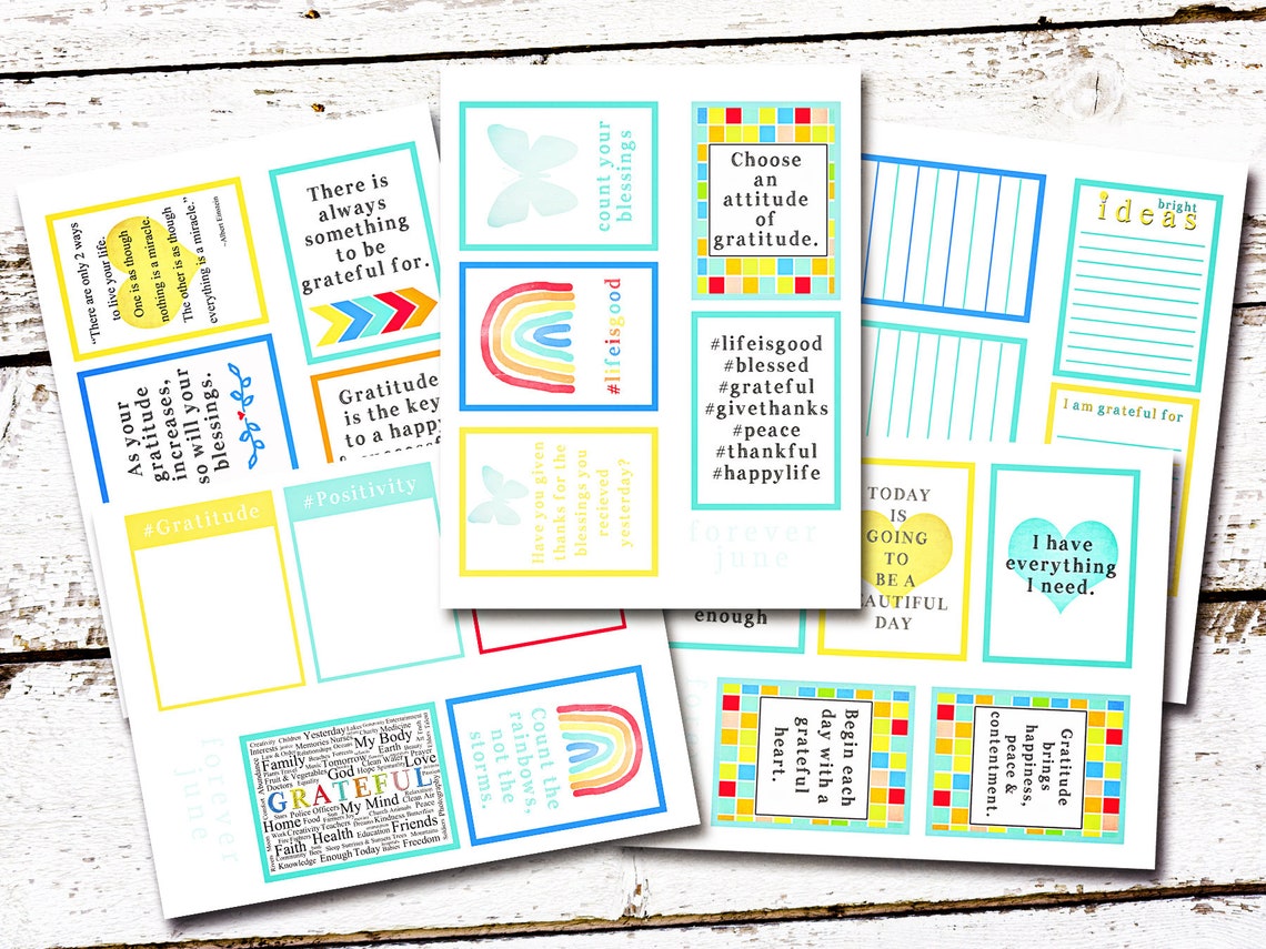 Gratitude Journal Printables Gratitude Quote Cards | Etsy