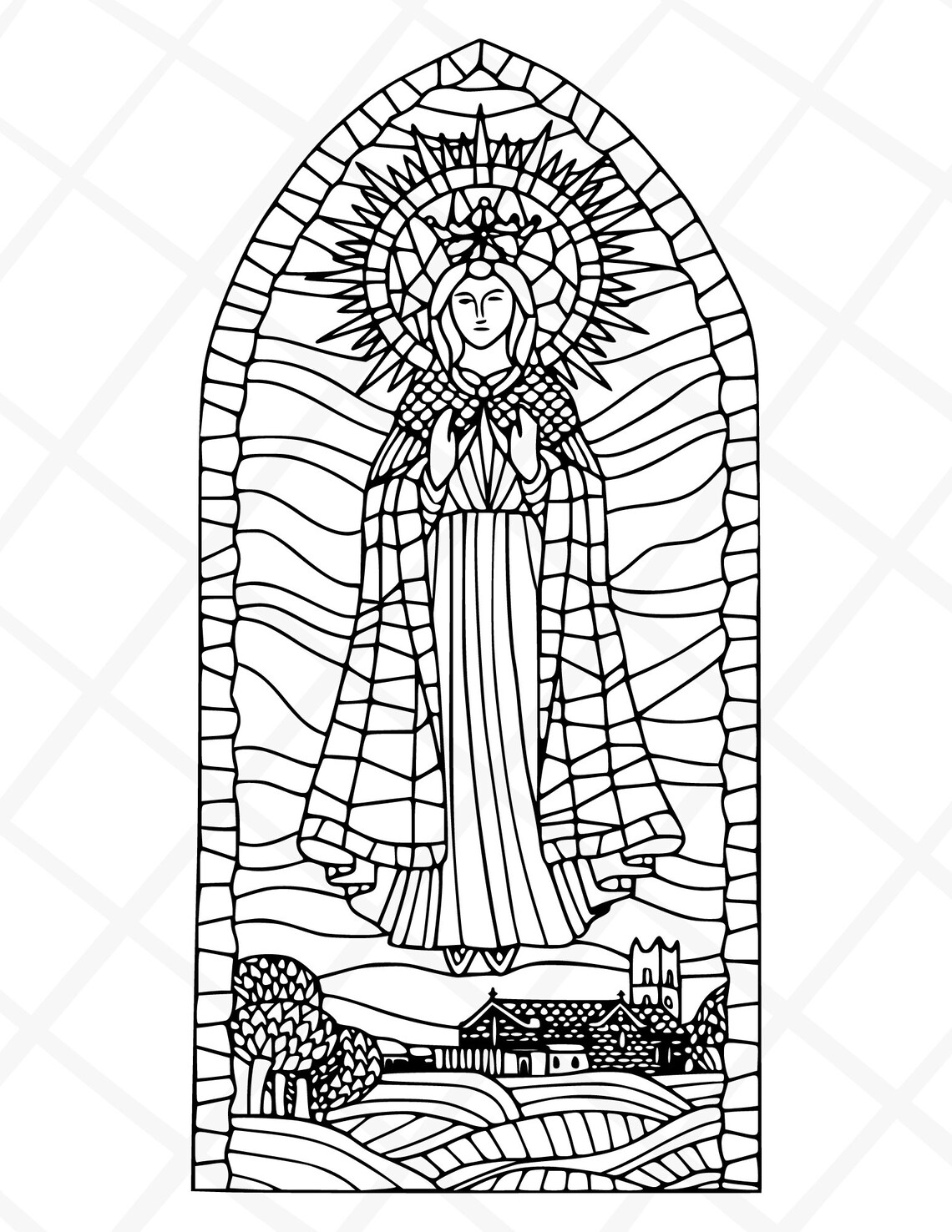 Catholic Adult Coloring Page - Our Lady of Knock - Etsy