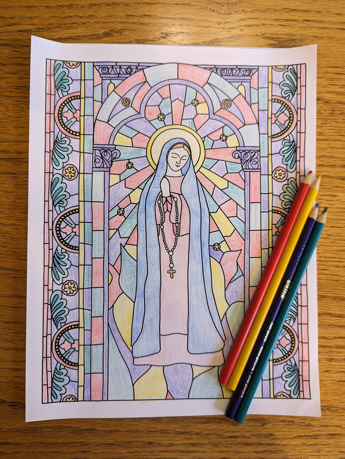 Our Lady of Fatima Coloring Page - Etsy