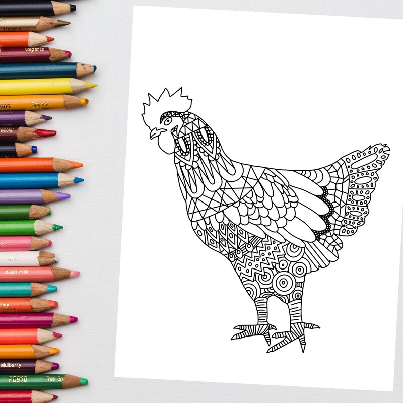 Zentangle Chicken - Etsy